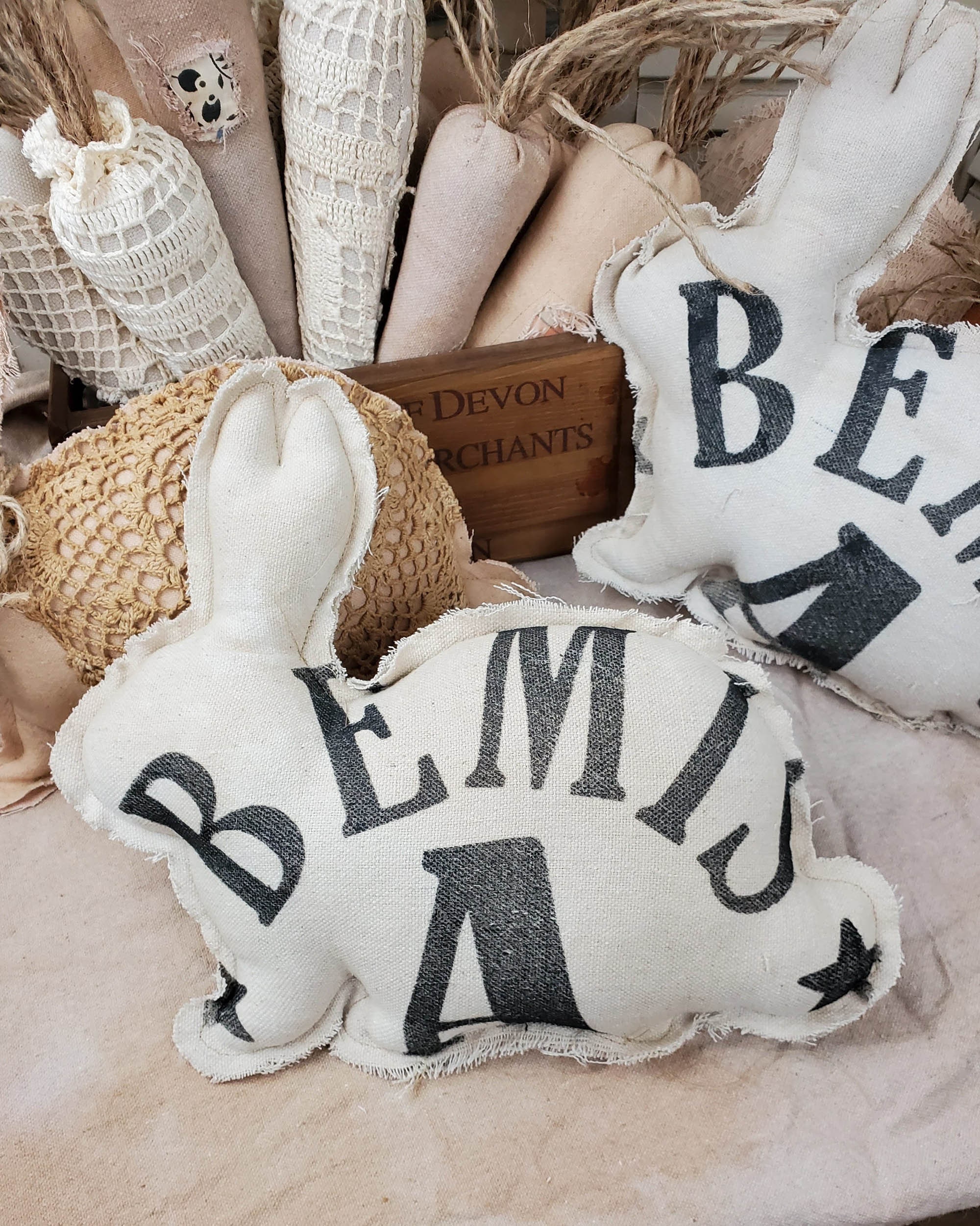 Fabric Bunny Rabbit Pillow Reproduction Bemis A Flour Sack - Etsy