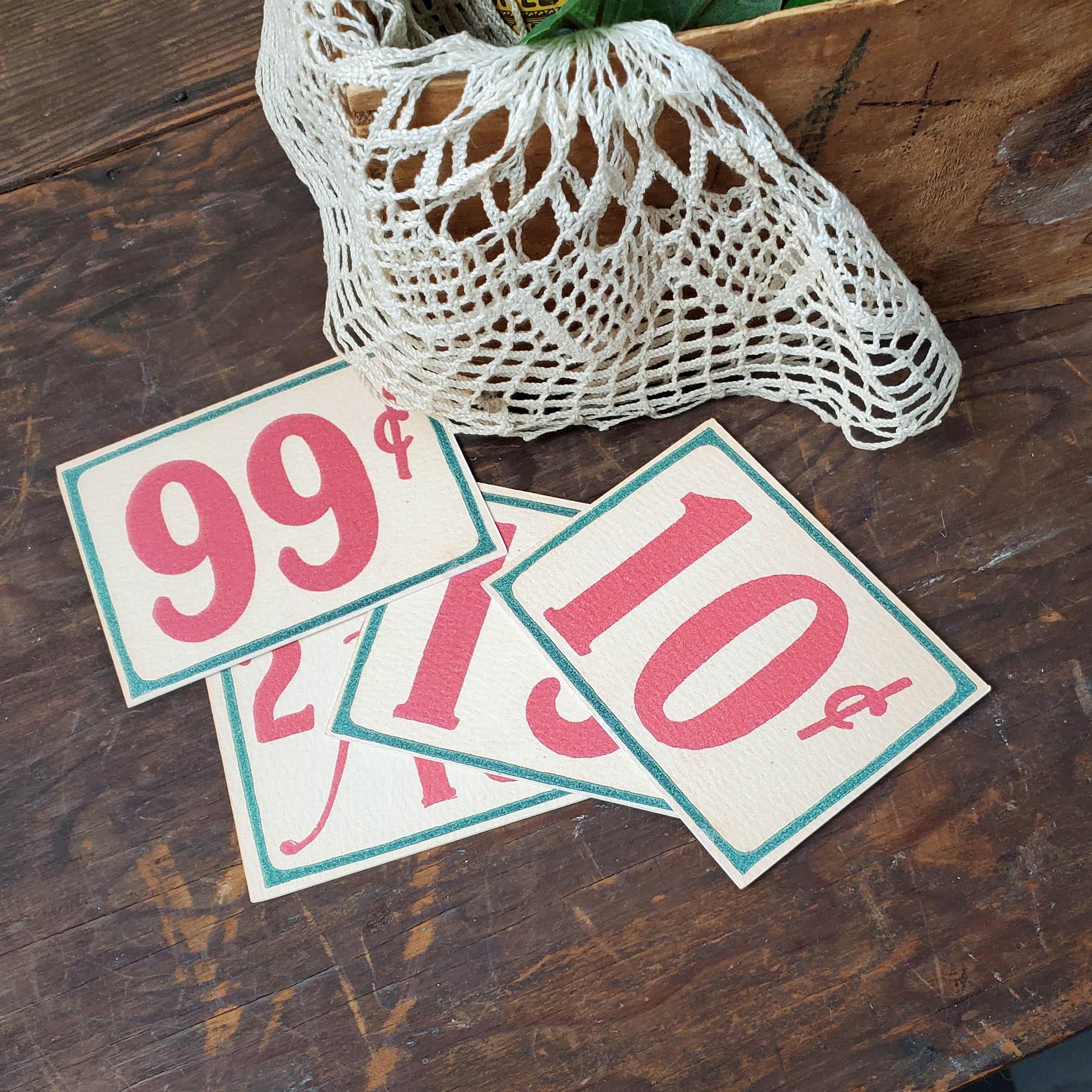 Vintage-inspired General Store Price Tags Signs / Cards - Set of 6 ...