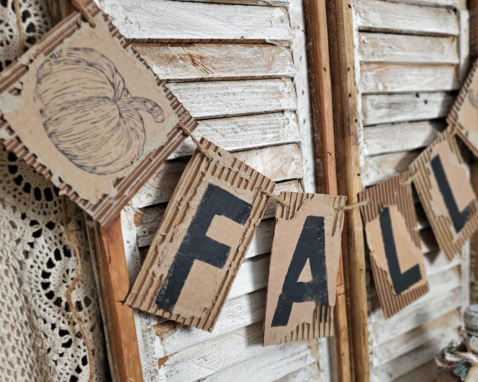 Upcycled Cardboard Fall Banner: Rustic Pumpkin Decor - Etsy