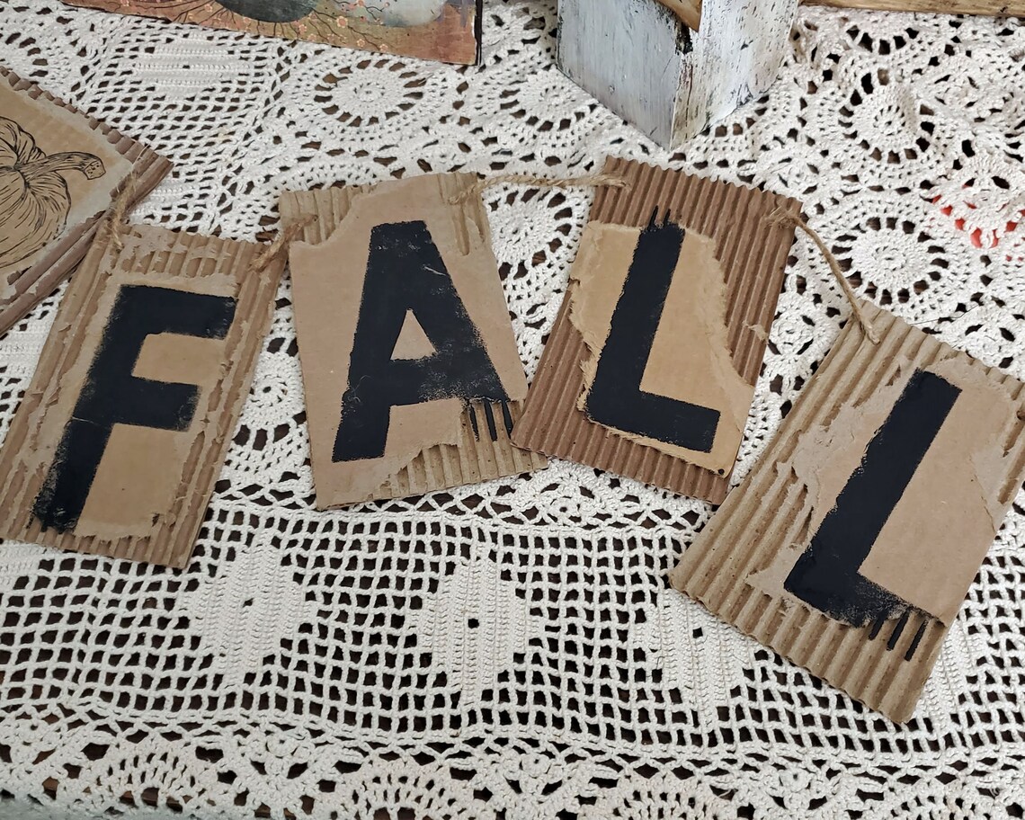 Upcycled Cardboard Fall Banner: Rustic Pumpkin Decor - Etsy