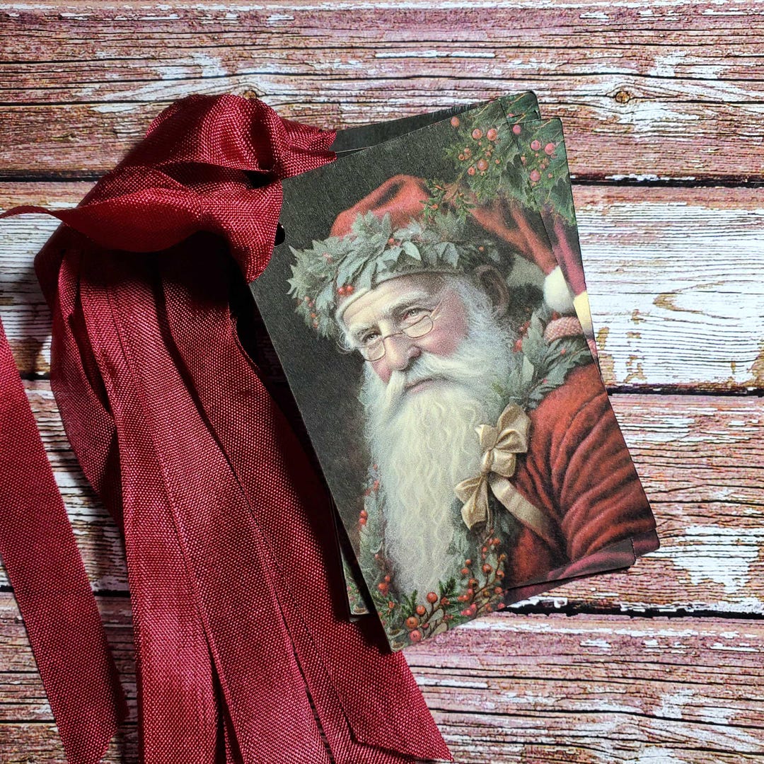 Christmas Gift Tags - Victorian Santa Portrait- Set of 7 Hangtags ...
