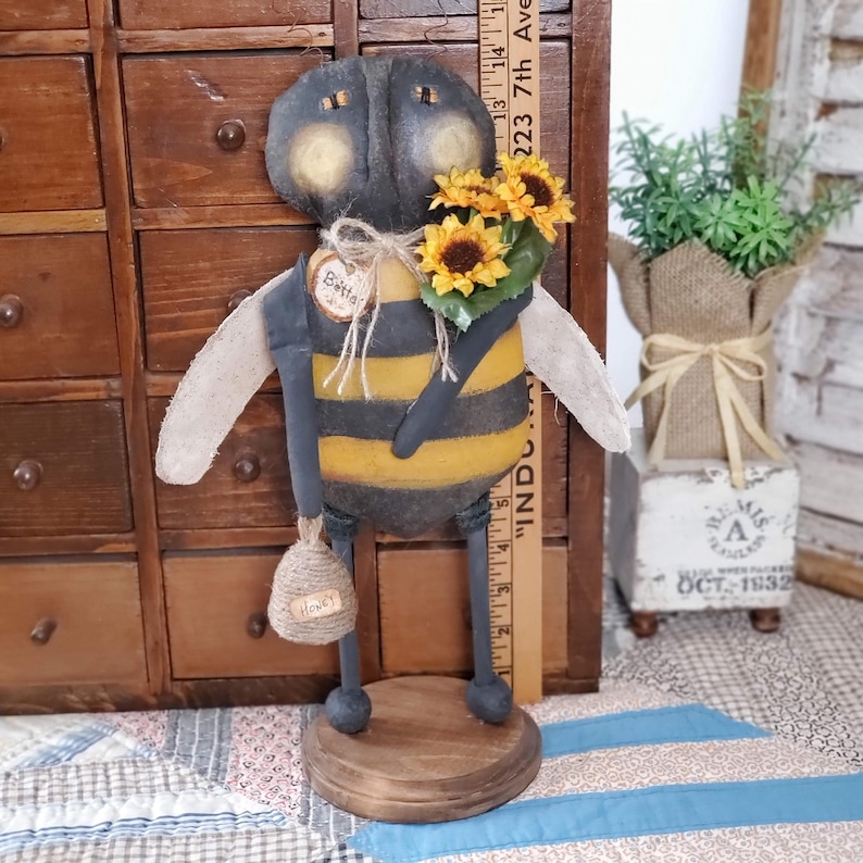 Handmade Primitive Bee Doll: Rustic Farmhouse Spring Decor - Etsy