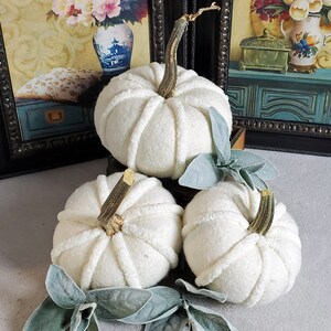 White Pumpkins Bumpy Whites Soft Fabric Natural Look Pumpkins With Real ...