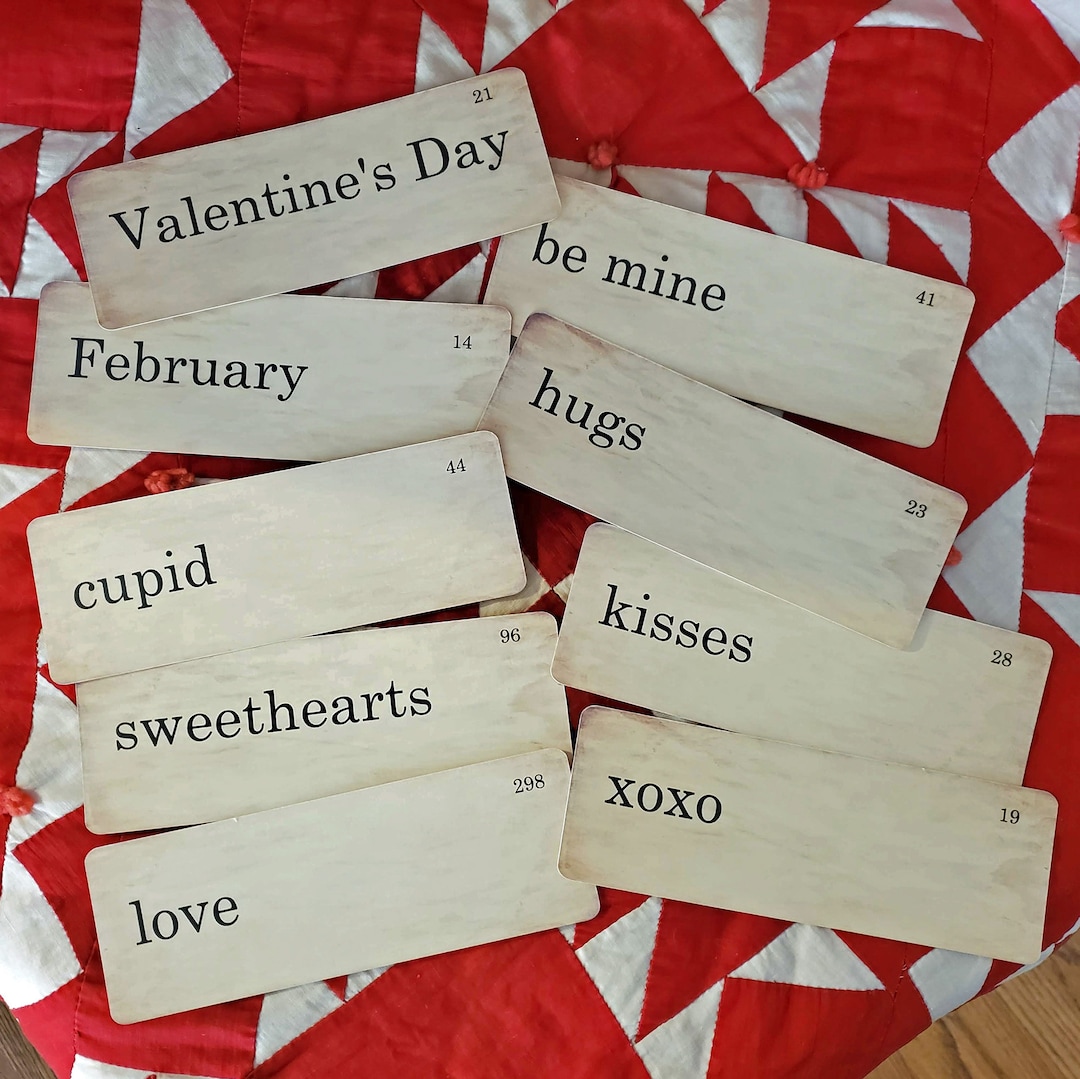Vintage Style Valentine's Day Flash Cards: Distressed Set of 9 - Etsy