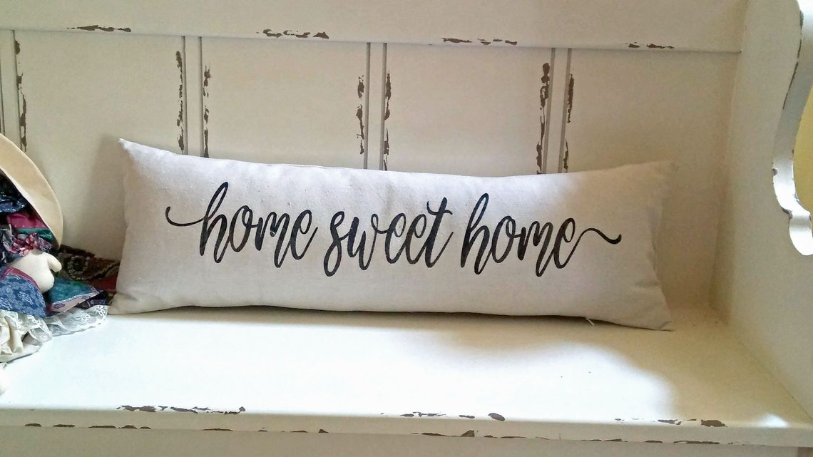 Home Sweet Home Pillow Lumbar Bench Long Narrow Cushion | Etsy