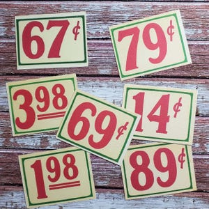 Vintage-inspired General Store Price Tags Signs / Cards - Set of 6 ...