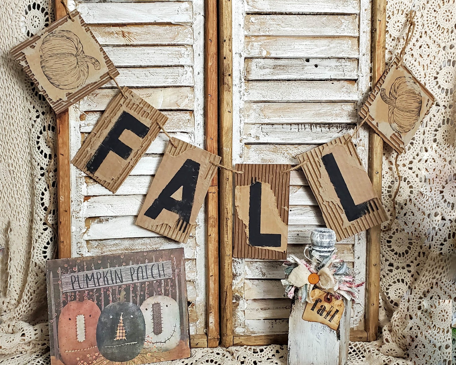 Upcycled Cardboard Fall Banner: Rustic Pumpkin Decor - Etsy