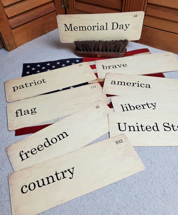 Memorial Day Patriotic Flash Cards Distressed Vintage Style - Etsy