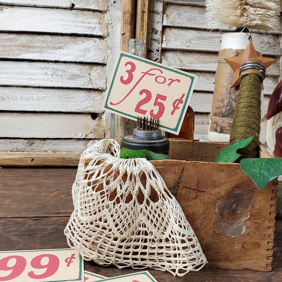Vintage-inspired General Store Price Tags Signs / Cards - Set of 6 ...