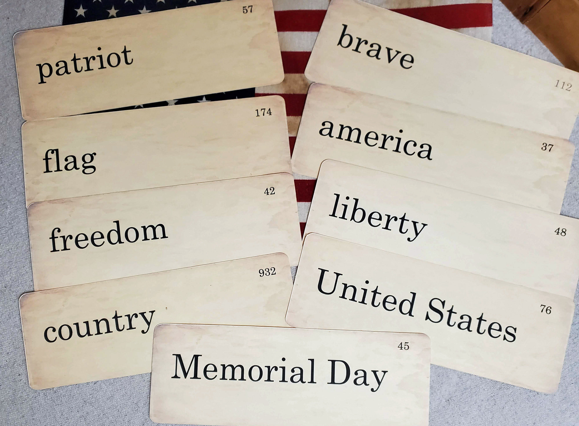 Memorial Day Patriotic Flash Cards Distressed Vintage Style - Etsy
