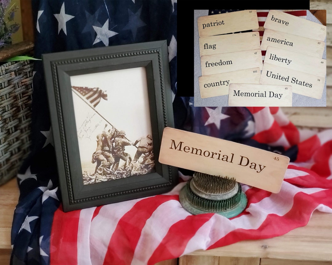 Memorial Day Patriotic Flash Cards Distressed Vintage Style Large Size ...