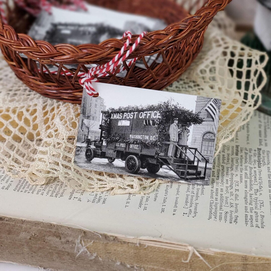 Vintage Inspired Christmas Gift Tag Set Antique USPS Mail Truck 133711 ...