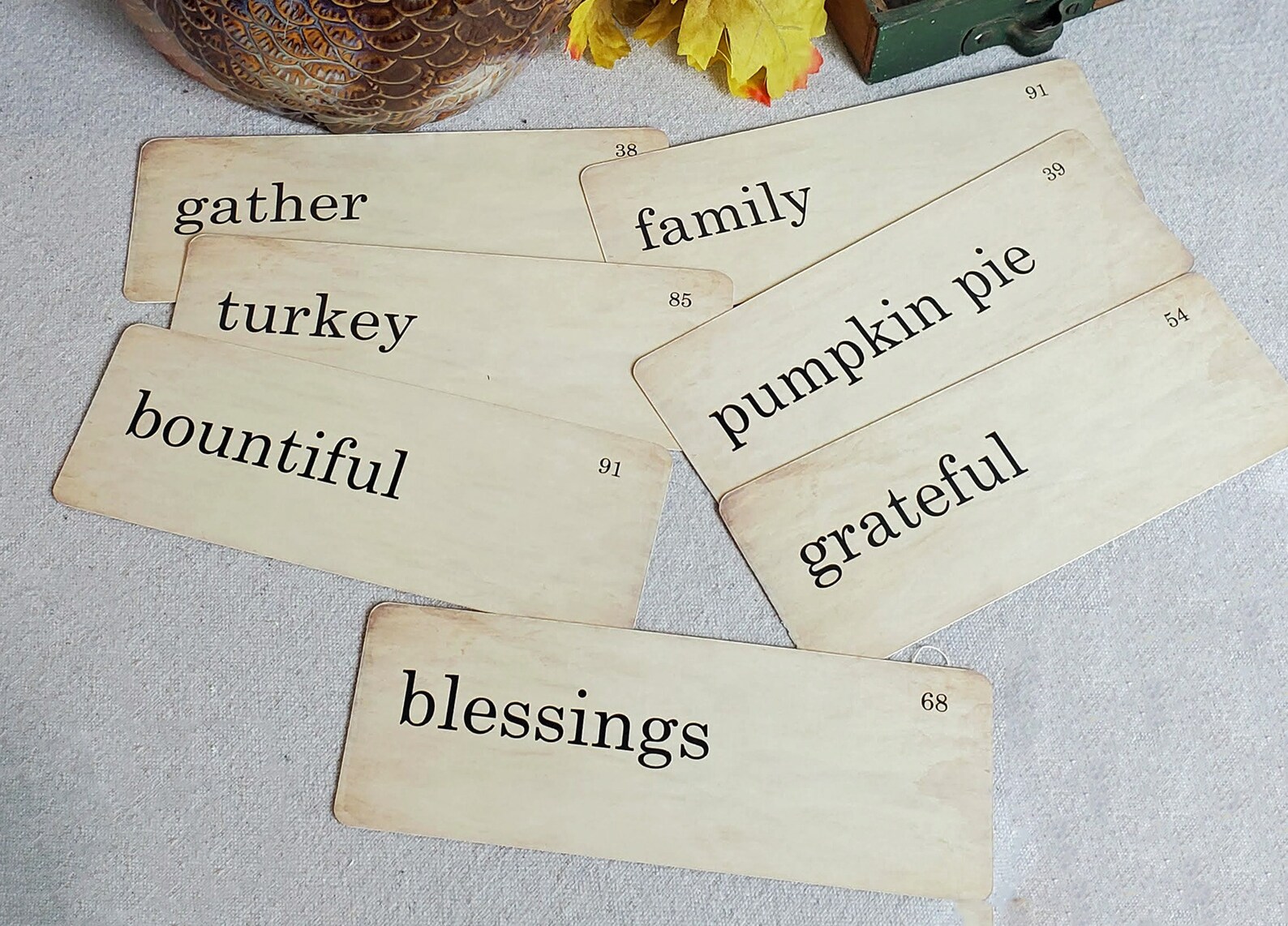 Thanksgiving Flash Cards Distressed Vintage Style Set of 9 | Etsy