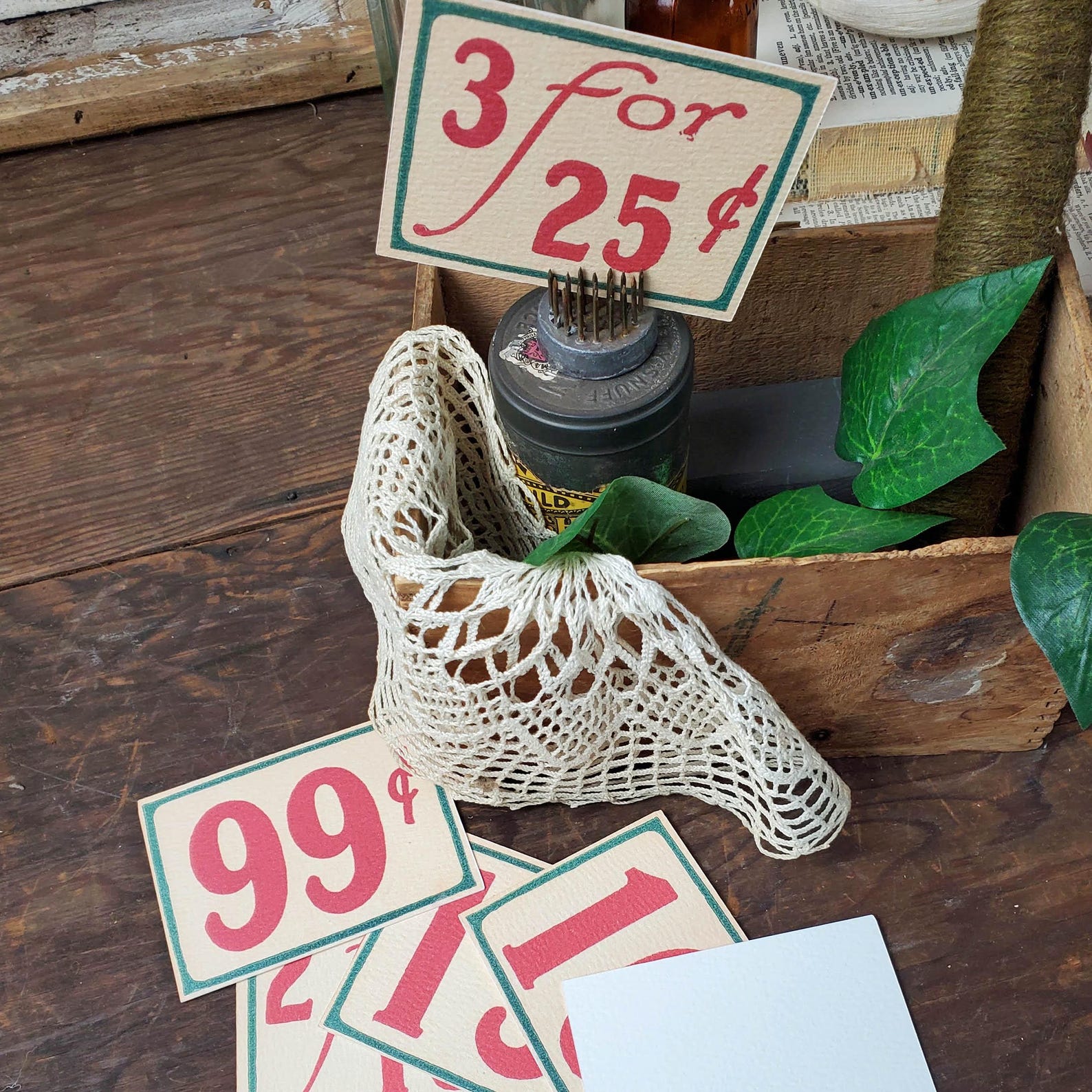 Vintage-inspired General Store Price Tags Signs / Cards - Set of 6 ...
