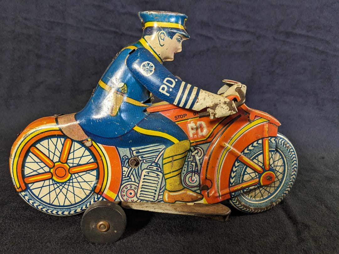 Wind-up Motorcycle Cop by Marx Toys - Etsy