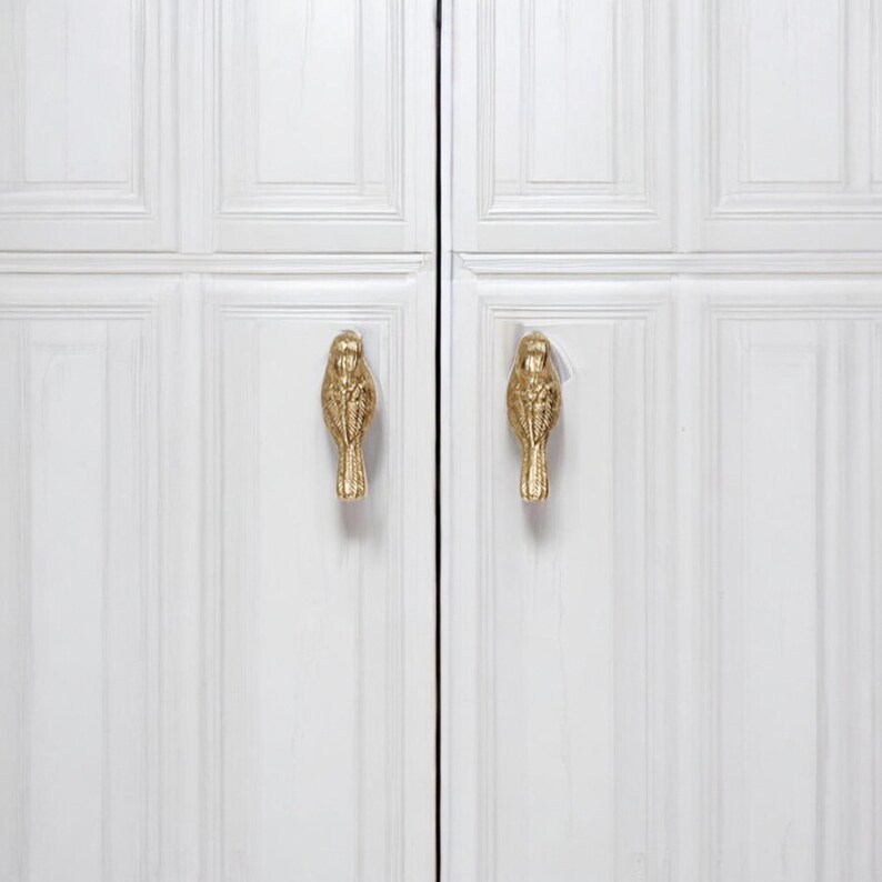 Solid Brass Birds Cabinet Handles Gold Drawer Pull Bird Dresser Knob Animal Wardrobe Door Handle ...