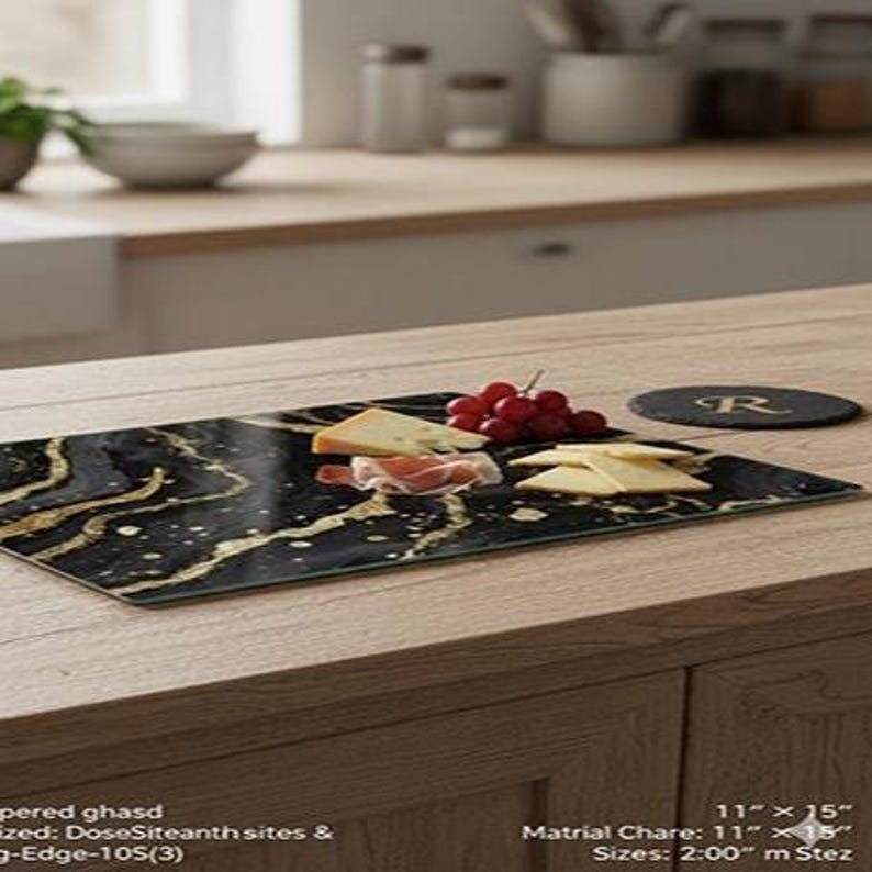 Pink Marble Glass Cutting Board, Gold Accent Serving Board ...