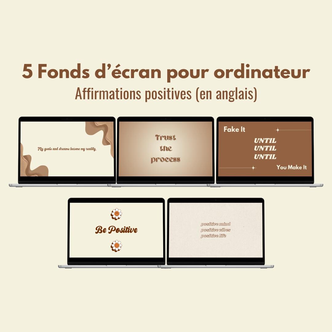 5 Positive Affirmations Desktop Wallpapers Brown and Cream Tones ...
