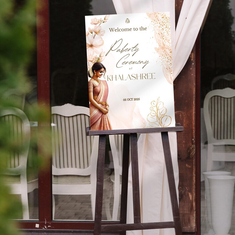 Welcome Sign Half Saree Ceremony | Puberty Ceremony Welcome Sign ...