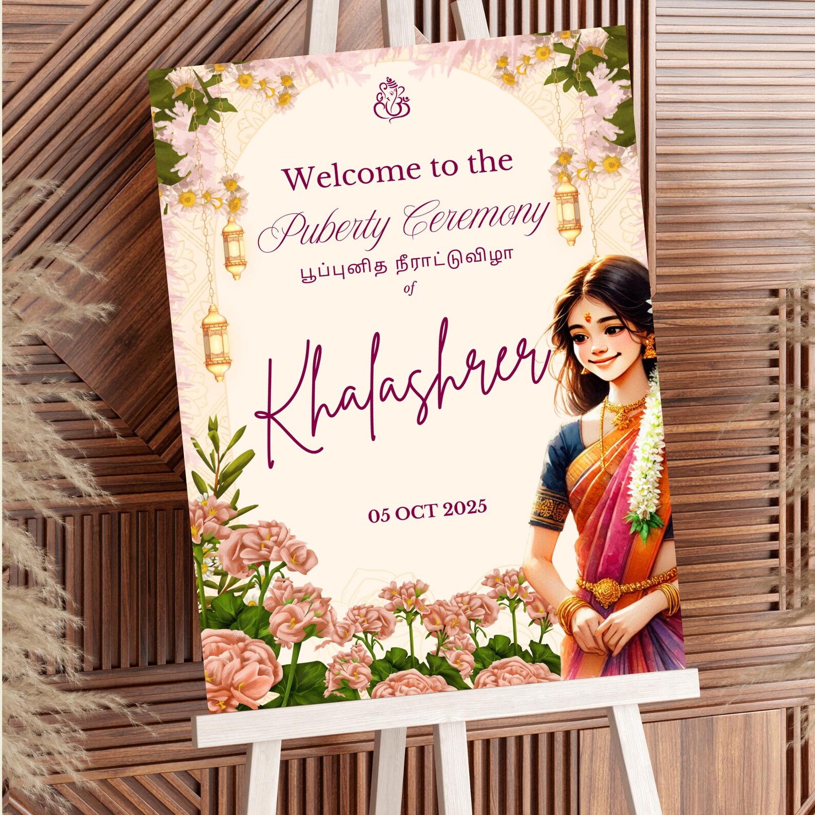 Welcome Sign Half Saree Ceremony | Puberty Ceremony Welcome Sign ...