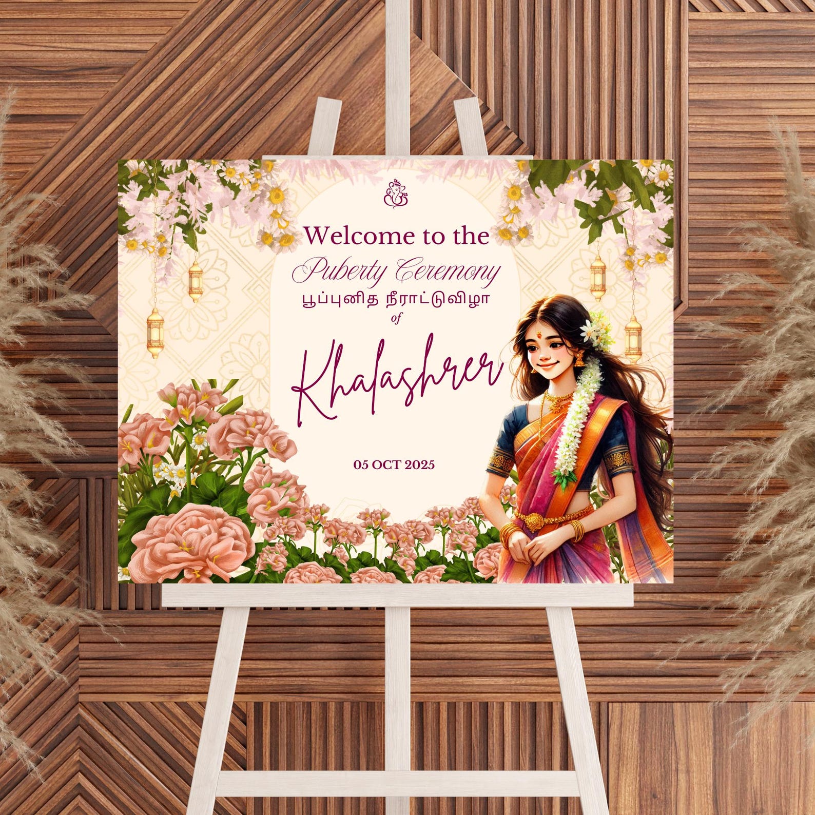 Welcome Sign Half Saree Ceremony | Puberty Ceremony Welcome Sign ...