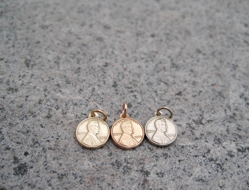 Miniature 14K Gold Penny Solid Gold Charm Pennies From | Etsy