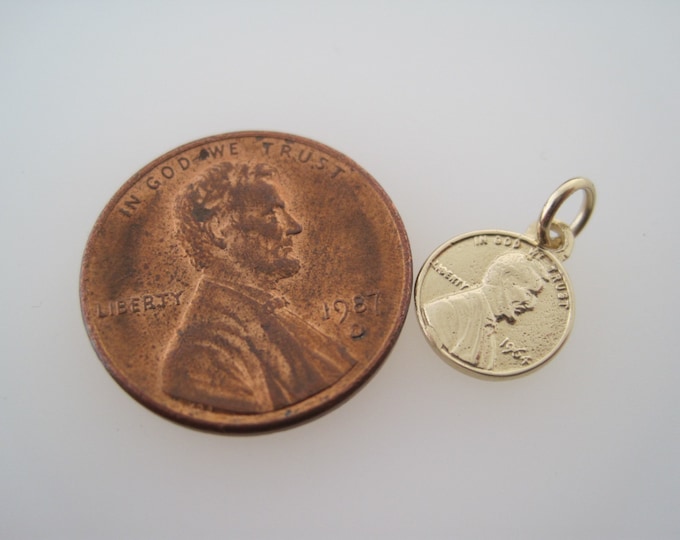Miniature 14K Gold Penny - Solid Gold - Charm -pennies From Heaven ...