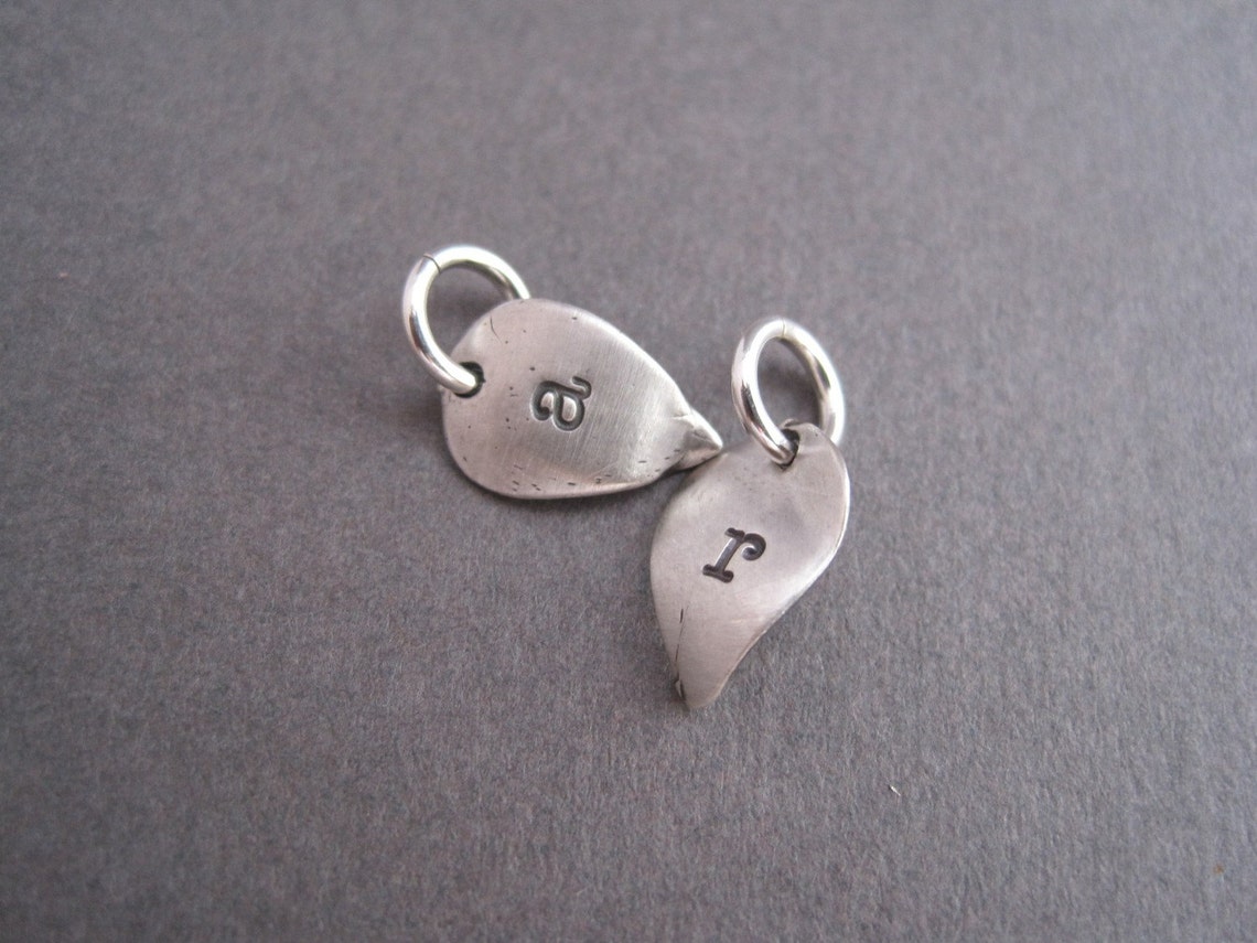 Tiny Silver Leaf Personalized Charms Personal Charm Hand - Etsy
