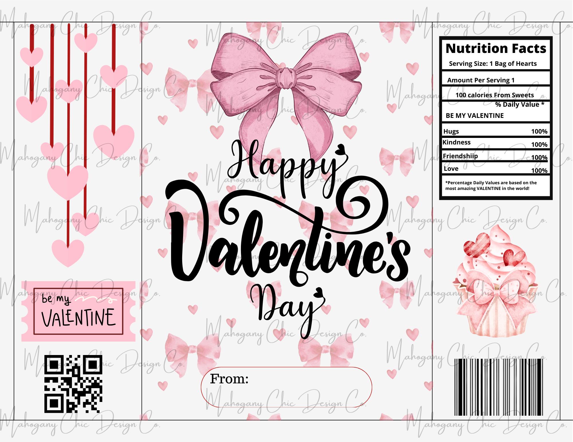 Custom Printable Chip Bag Coquette Bow Valentine's Day - Etsy