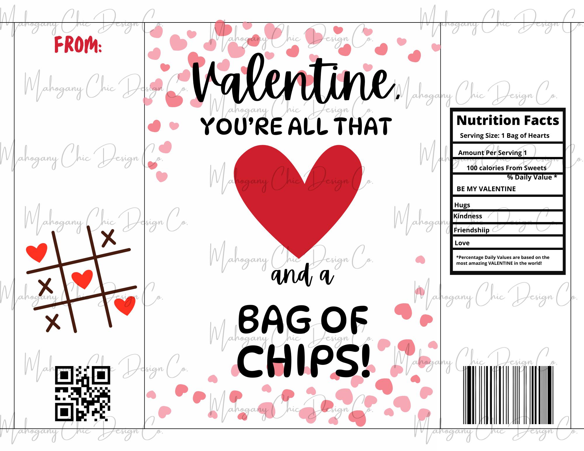 Custom Printable Chip Bag - All That Valentine's Day - Etsy
