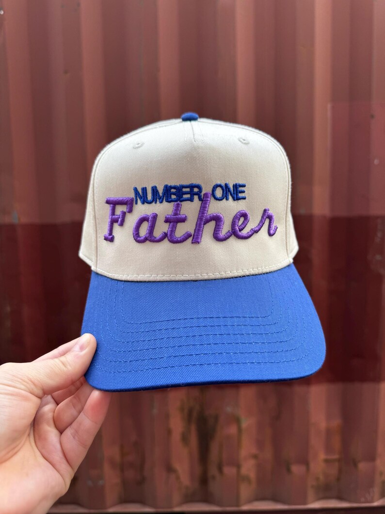 Number 1 Father Retro Puffy Hat | 90s Vintage Style A Frame Trucker ...