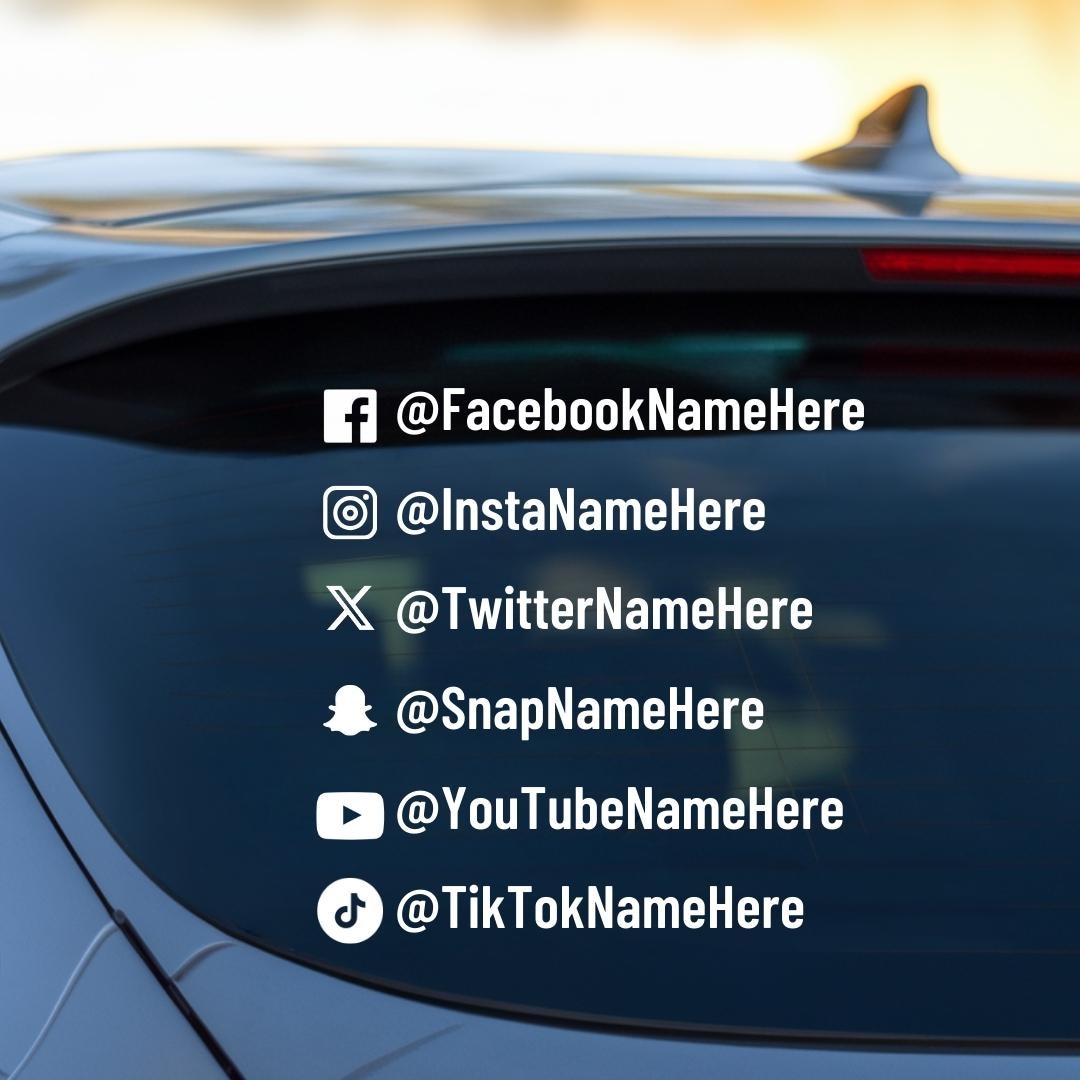Custom Social Media Stickers, Vinyl Car Decal, Your Own Text Vehicle ...