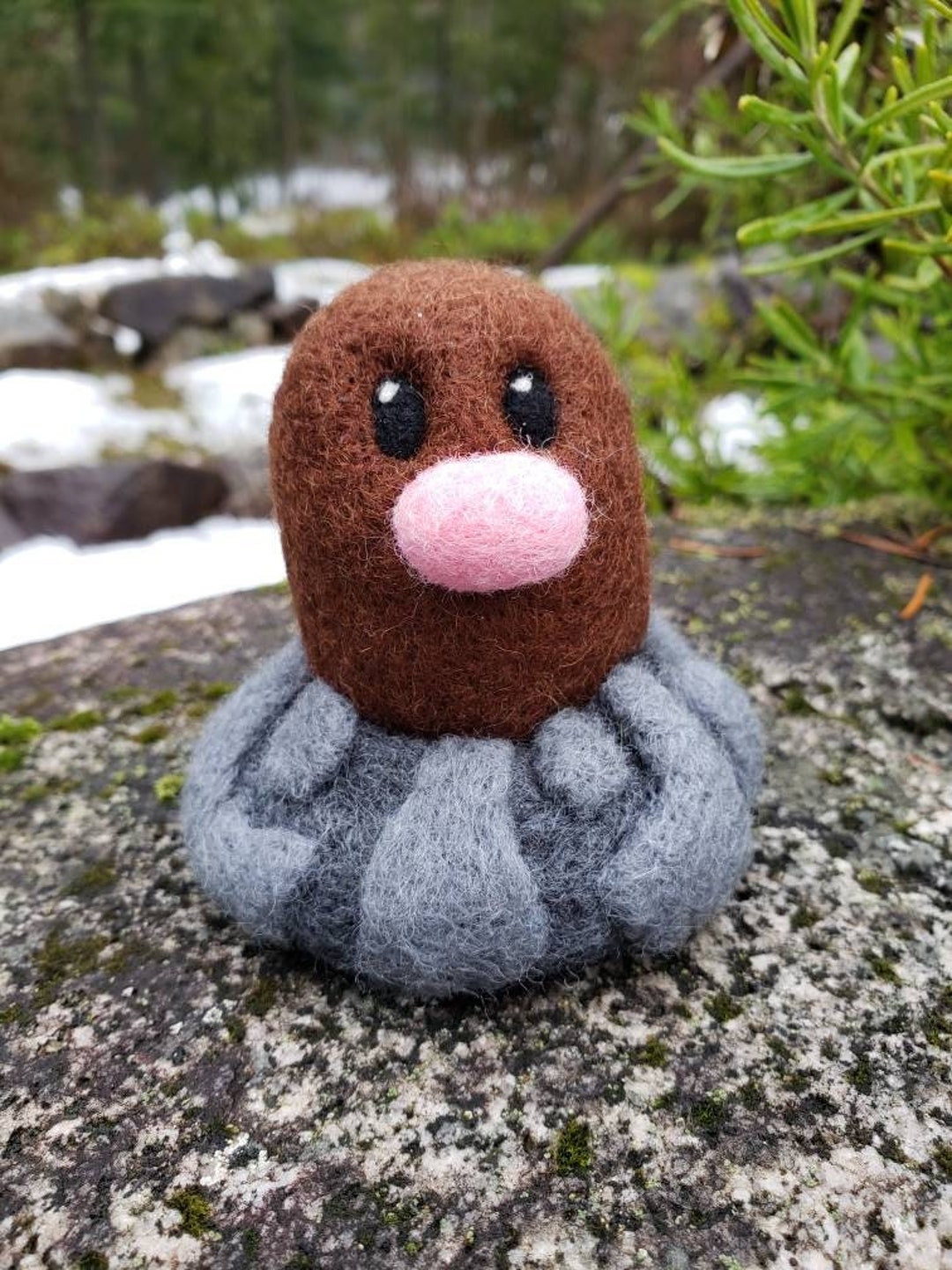 Diglett Felt Figurine Ooak Pokemon Desk Toy - Etsy