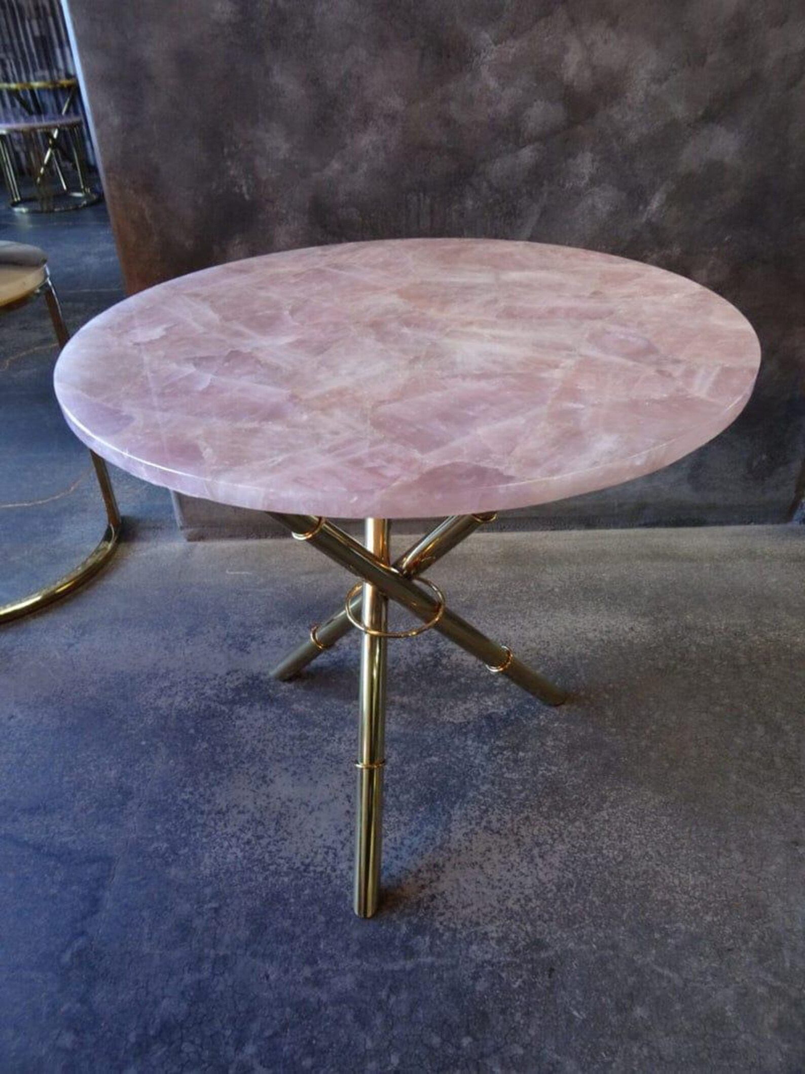 Strike Rose Quartz Side Table | Round Crystal Coffee Table | Handmade ...