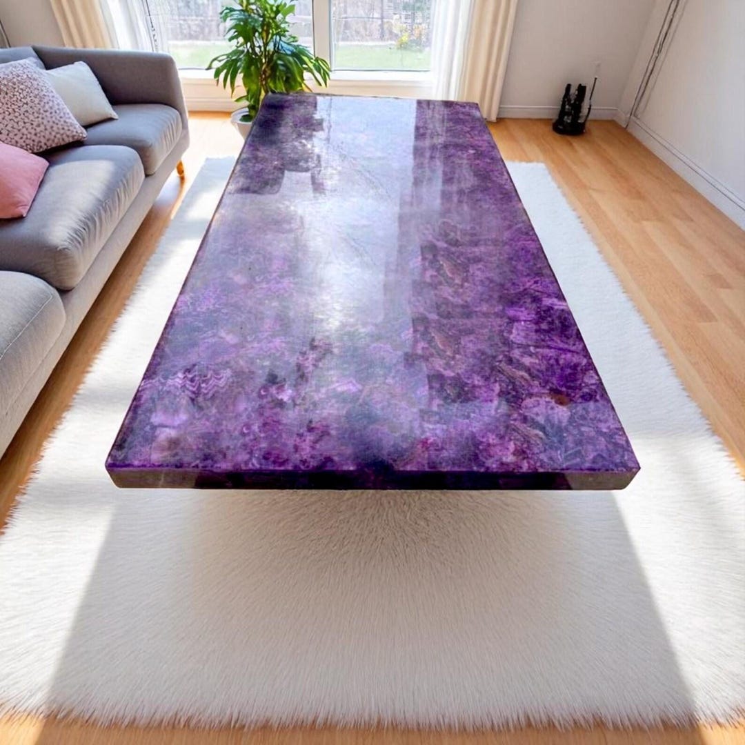 Handmade Crystal Amethyst Dining Table Top: Luxury Stone Slab - Etsy