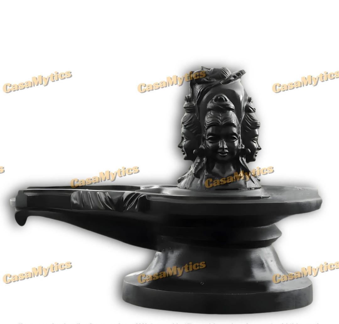 21" Lord Shiva Face Shivling in Black Marble | Handmade Rajasthan ...