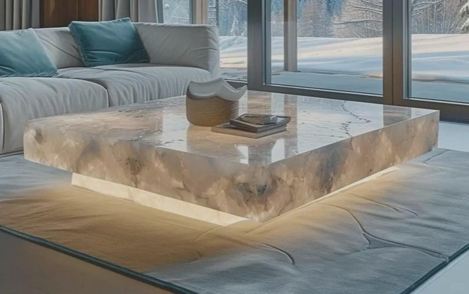 Handmade White Agate Coffee Table | Gemstone Inlay, Modern Decor - Etsy