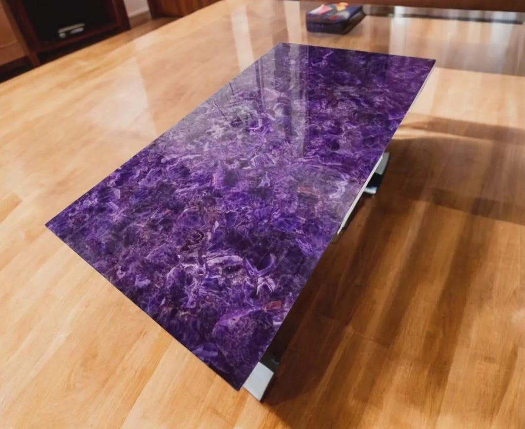 Handmade Amethyst Table Top: Natural Agate Slab, Luxury Gemstone Decor ...