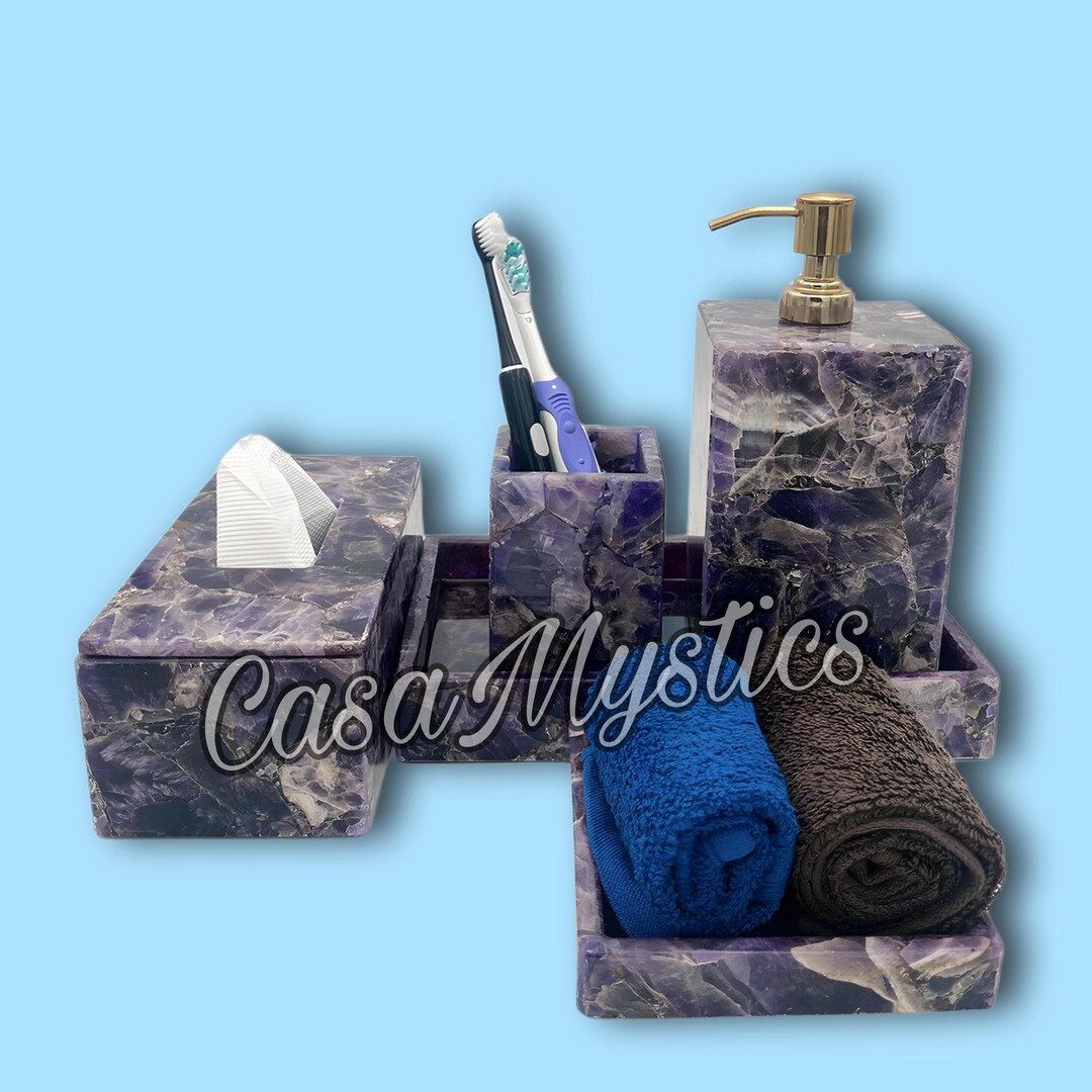 Semiprecious Amethyst Bathroom Set | Luxury Purple Gemstone Bath Decor ...