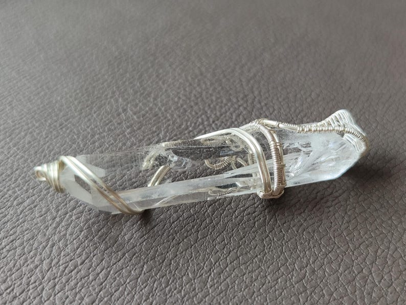 High Lustrous Raw Columbia Lemurian Clear Quartz Pendant Necklace, High ...