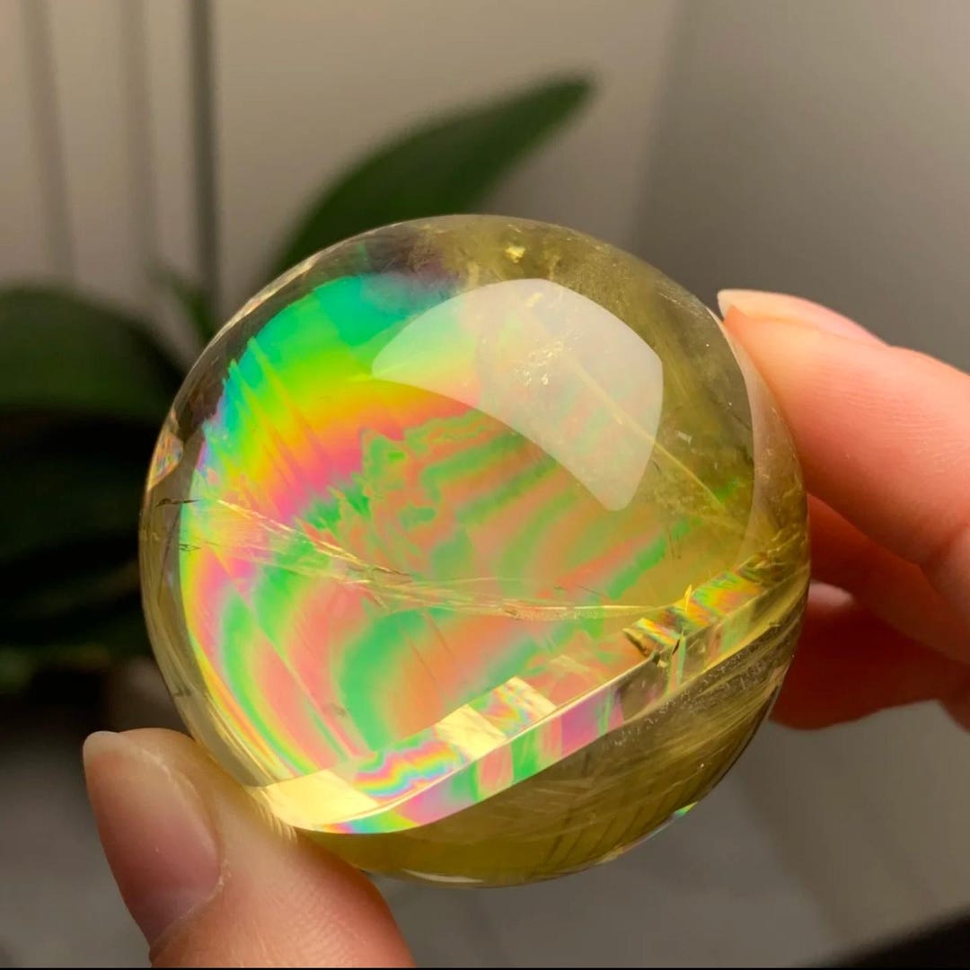 Rare and Special. High Grade Rainbow Citrine Quartz Crystal Ball With ...