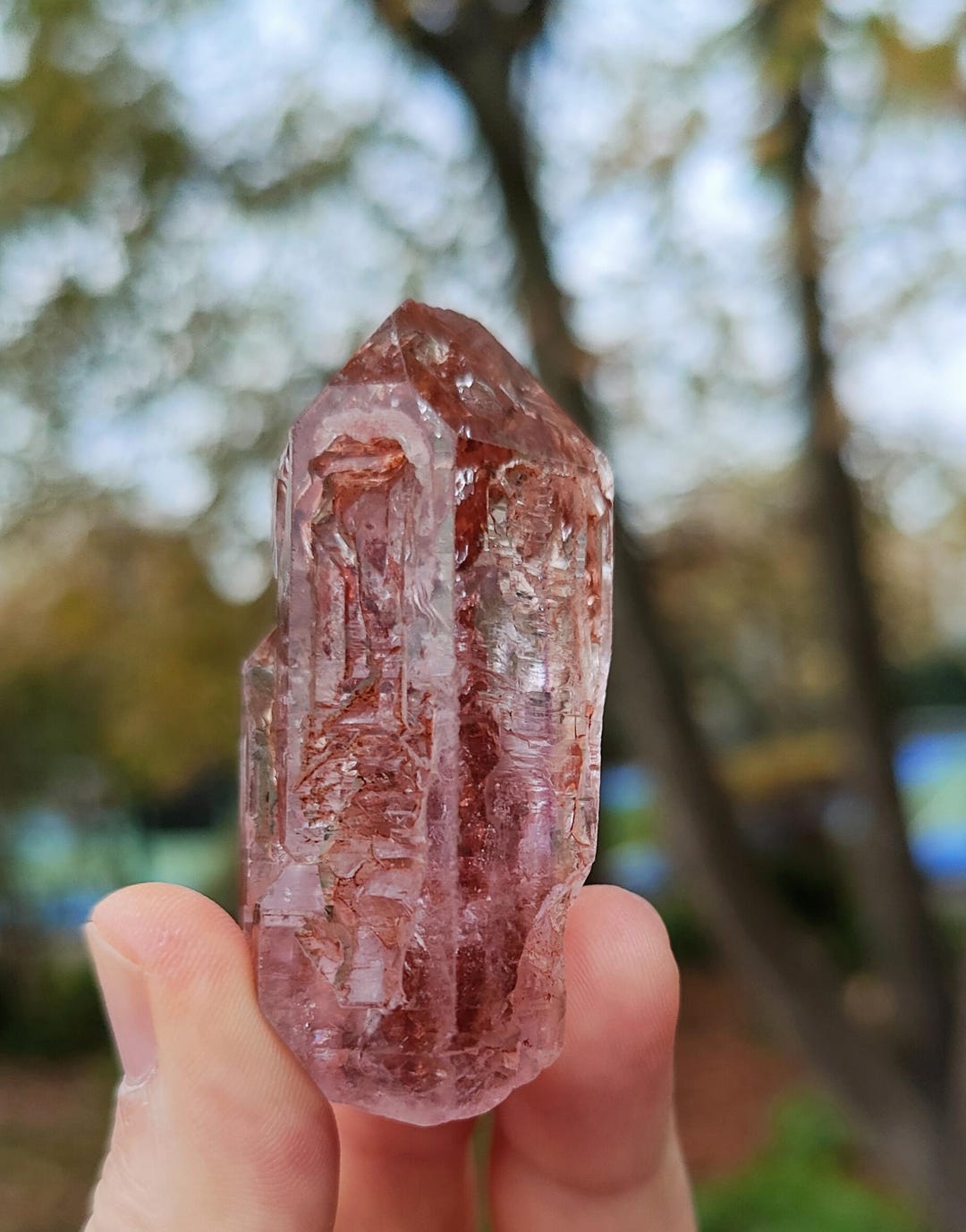 Raw Elestial/fenster/skeletal/window Quartz With Red Clay Inclusion ...