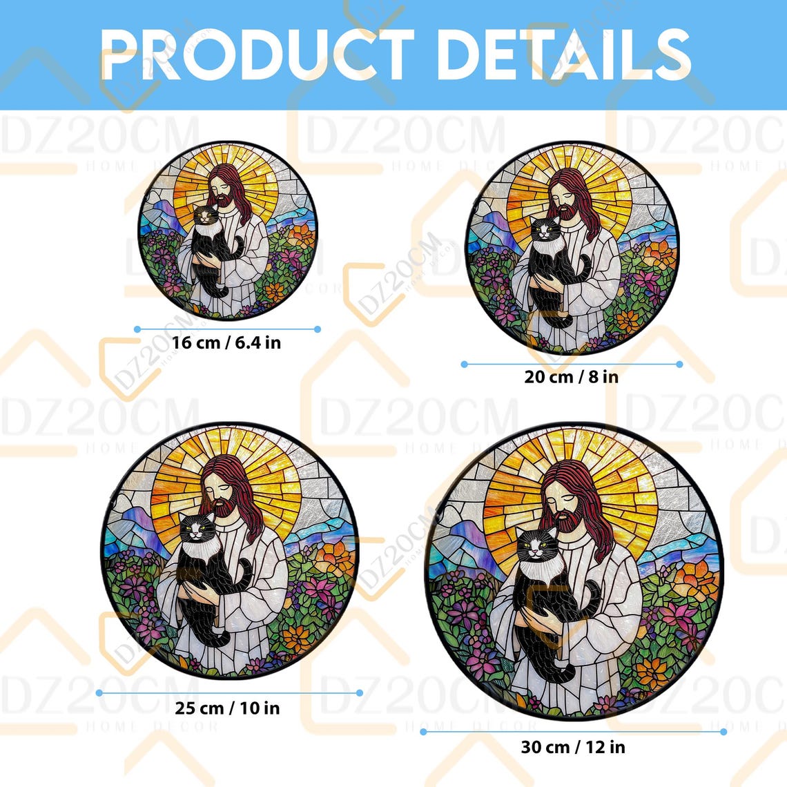 Jesus Christ Hugging A Cat Stained GLASS Suncatcher, God Window Hanging ...