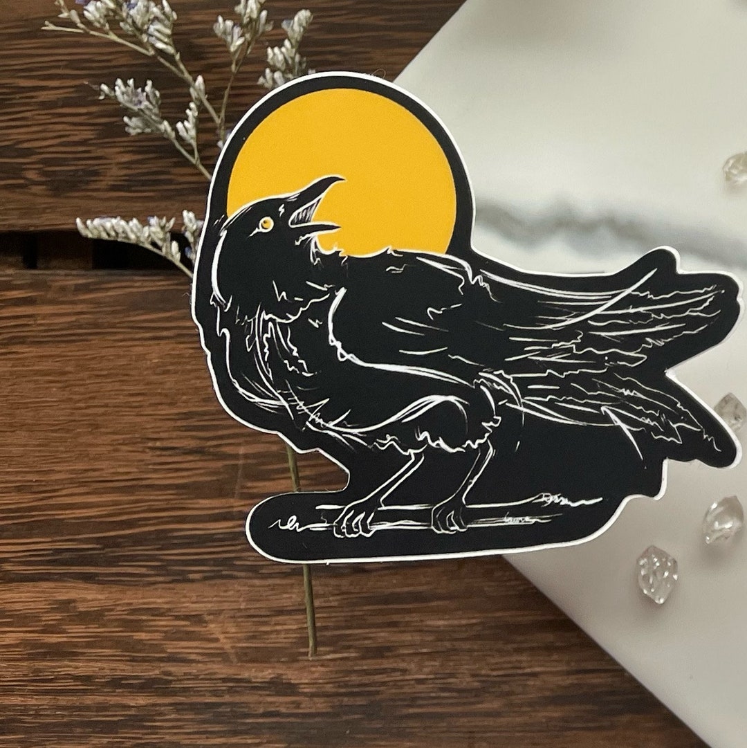 Raven Moon Sticker or Magnet, Black Bird Sticker, Witchy Vibes, Laptop ...