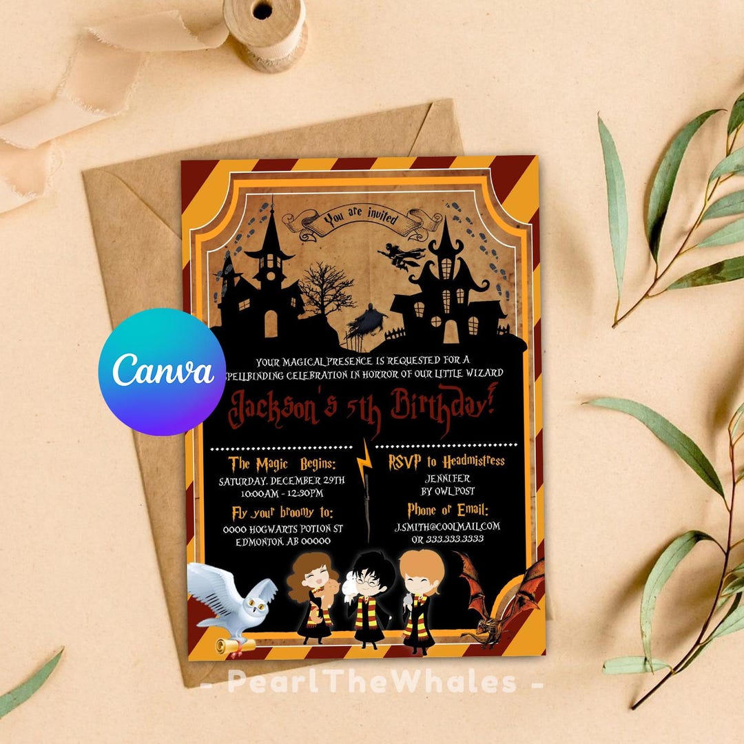 Editable Wizards Witches Birthday Invitation, Magical Invitation ...