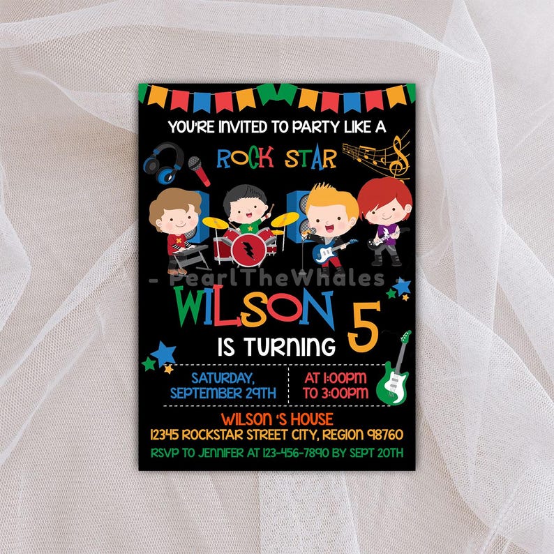 Editable Rock Star Birthday Invitation: Canva Template (digital ...