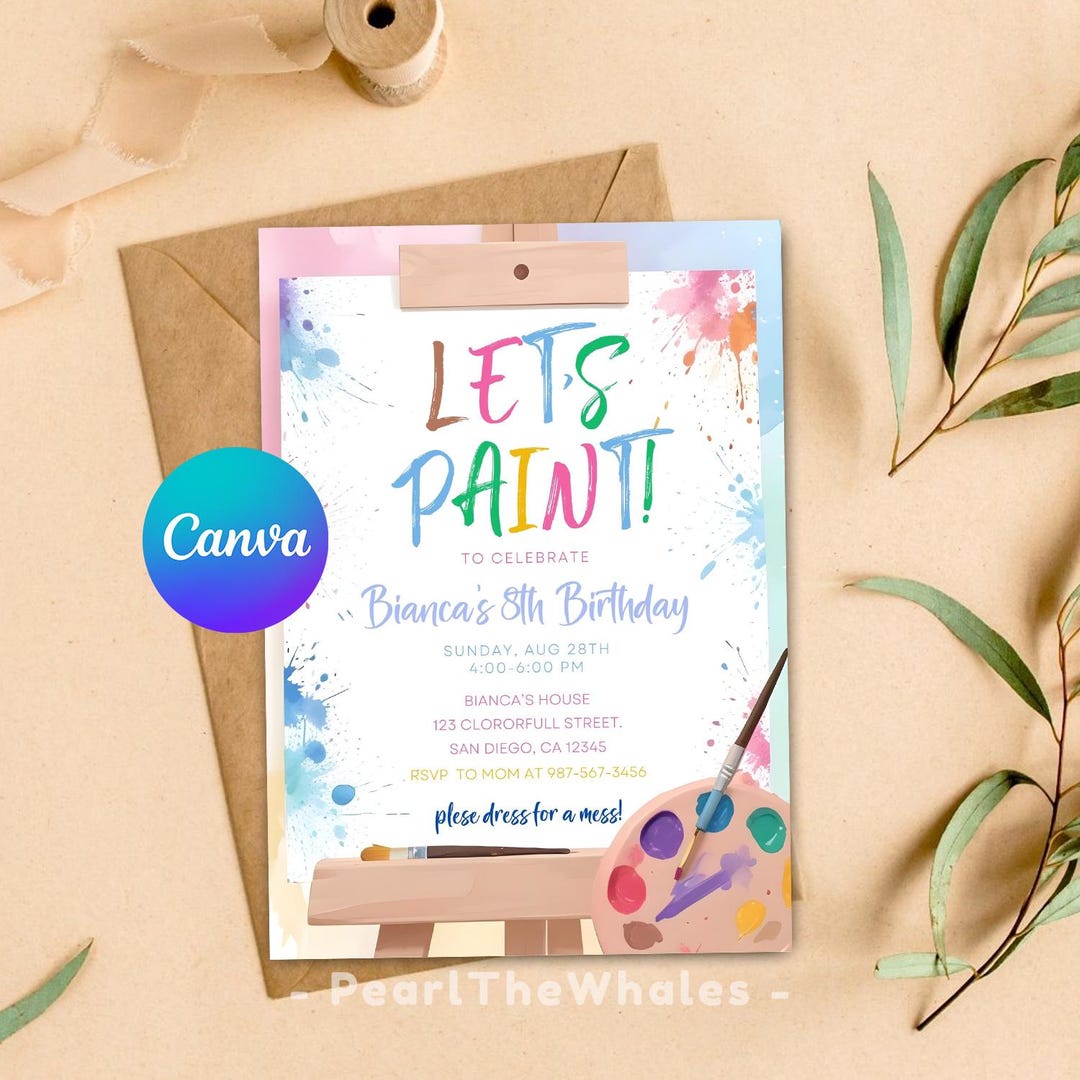 Painting Party Invitation, Art Party Invitation, Art Birthday Party ...