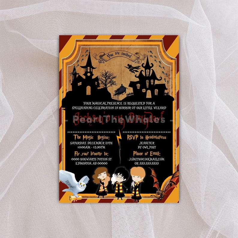 Editable Wizards Witches Birthday Invitation, Magical Invitation ...