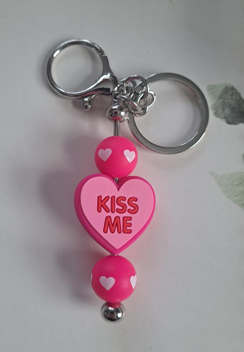 Valentine's Candy Heart Keychain, Bag Clip: XOXO, Be Mine, LOVE, Kiss ...