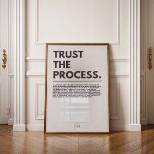 Motivational Trust the Process Poster for Minimalistic Home or Office ...